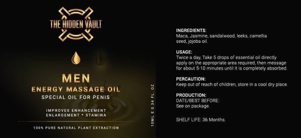 Men's Energy Massage Oil 20ML (2 month bottle) – The Hidden Vault